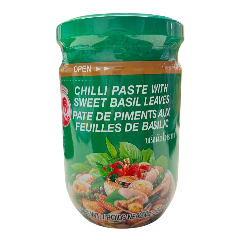 "COCK Brand" Chilli Paste With Sweet Holy Basil Leaves (200 g) - พริก ...